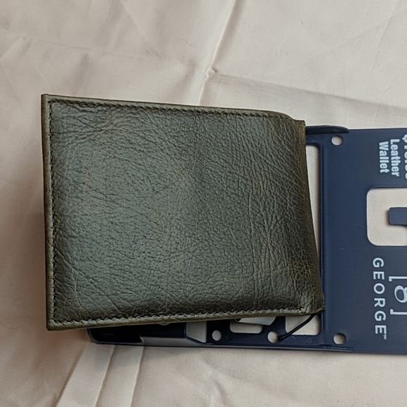 George | Bags | George Bison Leather Bifold Wallet With Wing | Poshmark